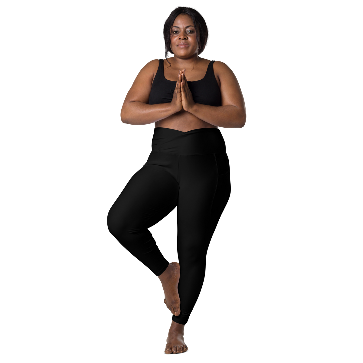 Viral Black High-Waist Crossover Leggings Funny 2XS-6XL Pockets Empowe ...